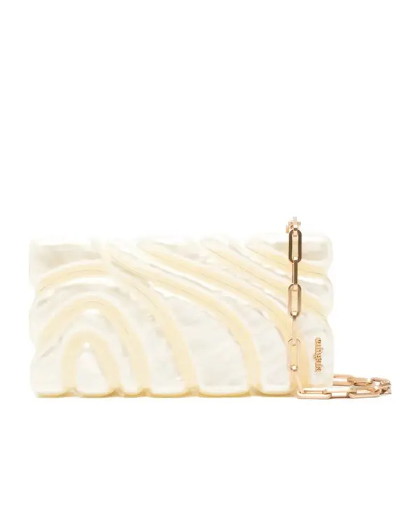 Cult Gaia Aura Logo Lettering Clutch Bag - Ivory