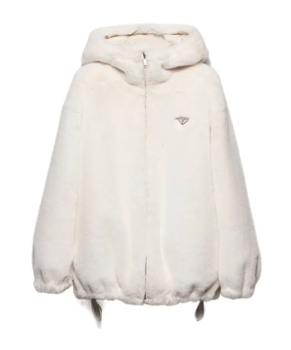 Prada Reversible Zip-up Hooded Jacket - White