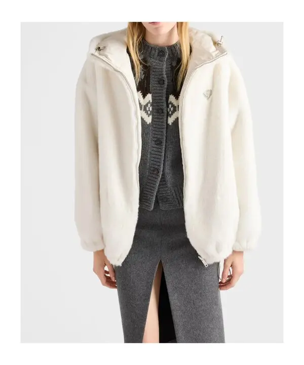 Prada Reversible Zip-up Hooded Jacket - White
