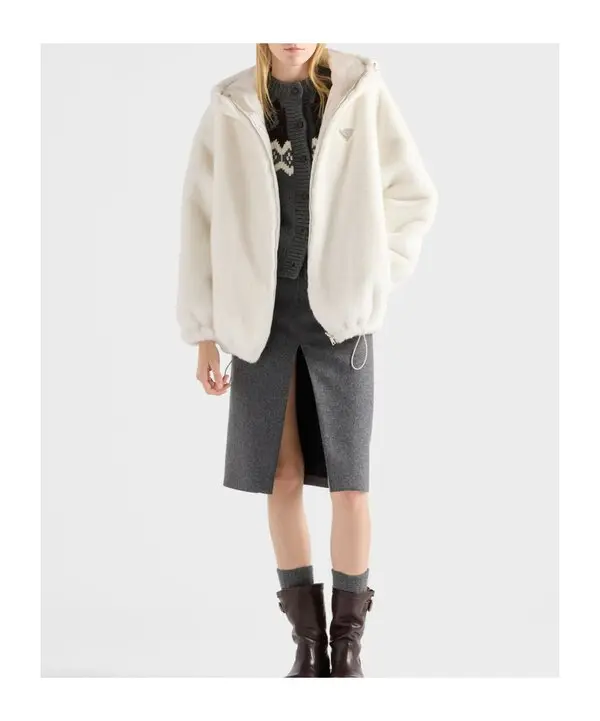 Prada Reversible Zip-up Hooded Jacket - White