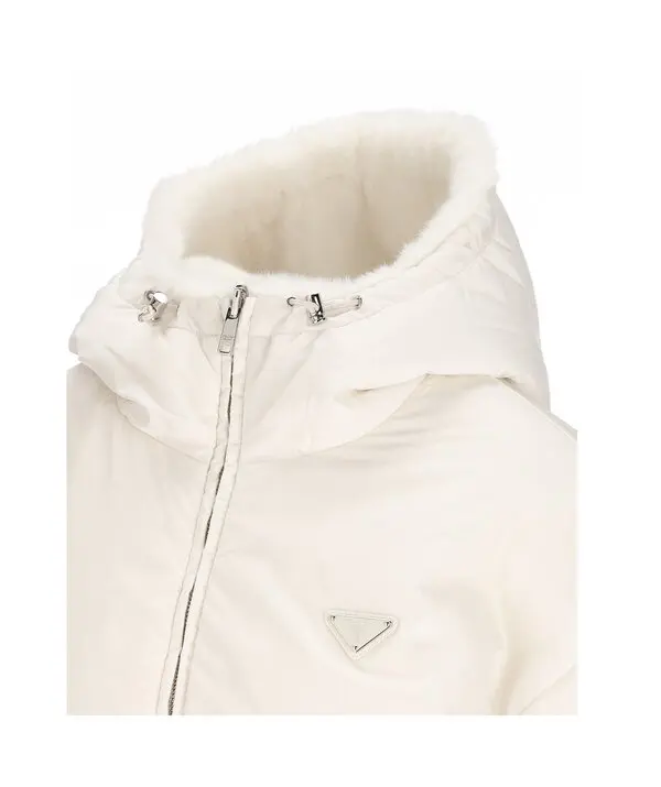 Prada Reversible Zip-up Hooded Jacket - White