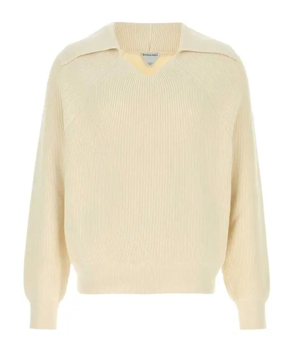 Bottega Veneta V-neck Knitted Jumper - Chalk