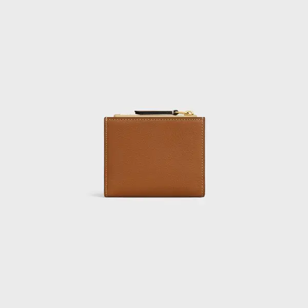Celine Compact Wallet Triomphe Stamp In Supple Grained Calfskin
