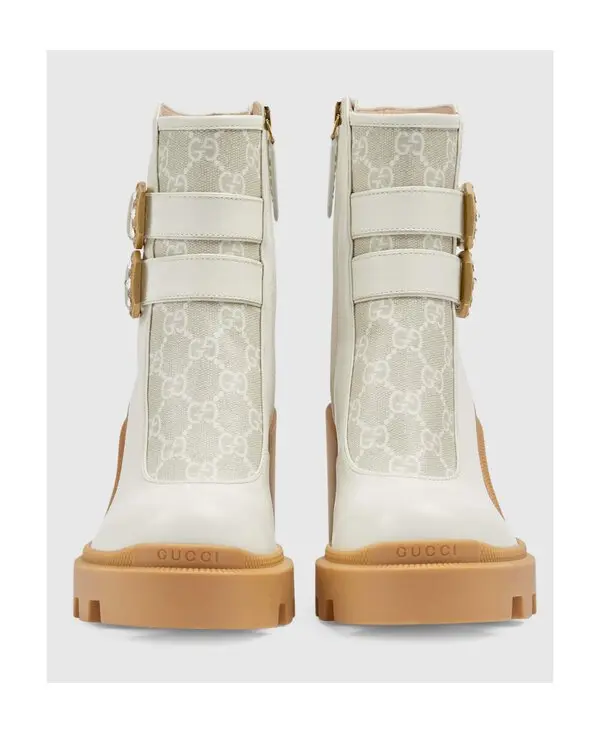 Gucci Gg Supreme Buckle Ankle Boots
