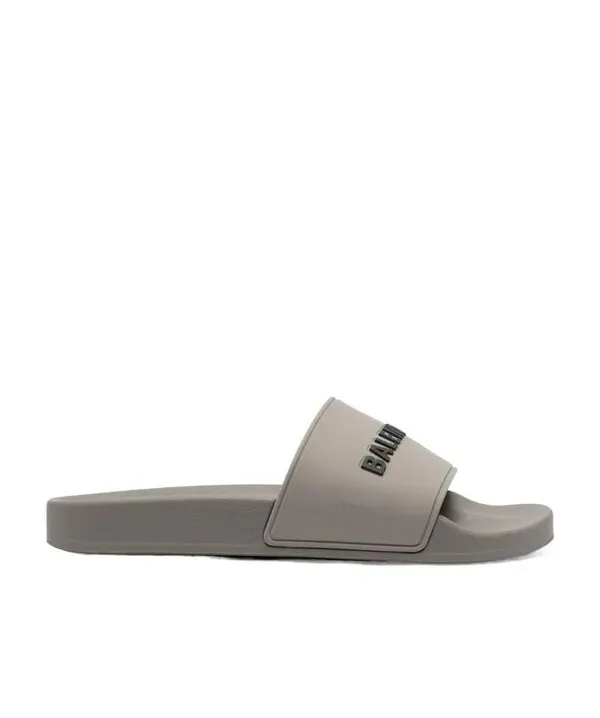 Balenciaga Raised-logo Slides - Gray