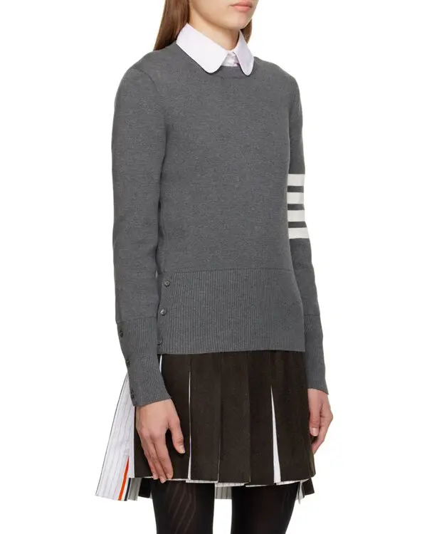 Thom Browne 4-bar Crewneck Knit Jumper - Medium Gray