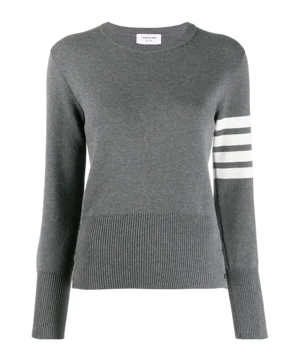 Thom Browne 4-bar Crewneck Knit Jumper - Medium Gray