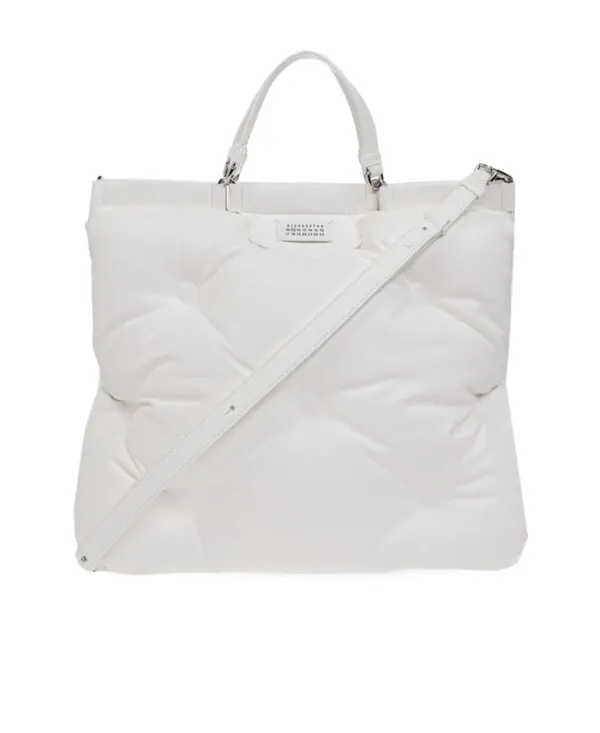 MAISON MARGIELA Quilted Tote Bag With Logo Patch - White