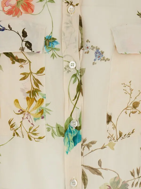 SEMICOUTURE Floral Print Long Sleeve Shirt - Nude