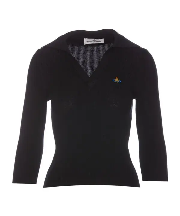VIVIENNE WESTWOOD Orb Embroidered Knit Polo Top