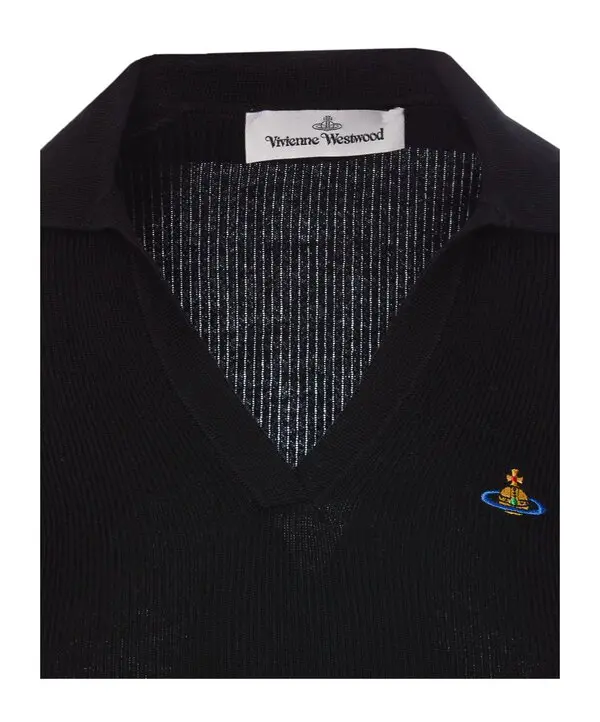 VIVIENNE WESTWOOD Orb Embroidered Knit Polo Top