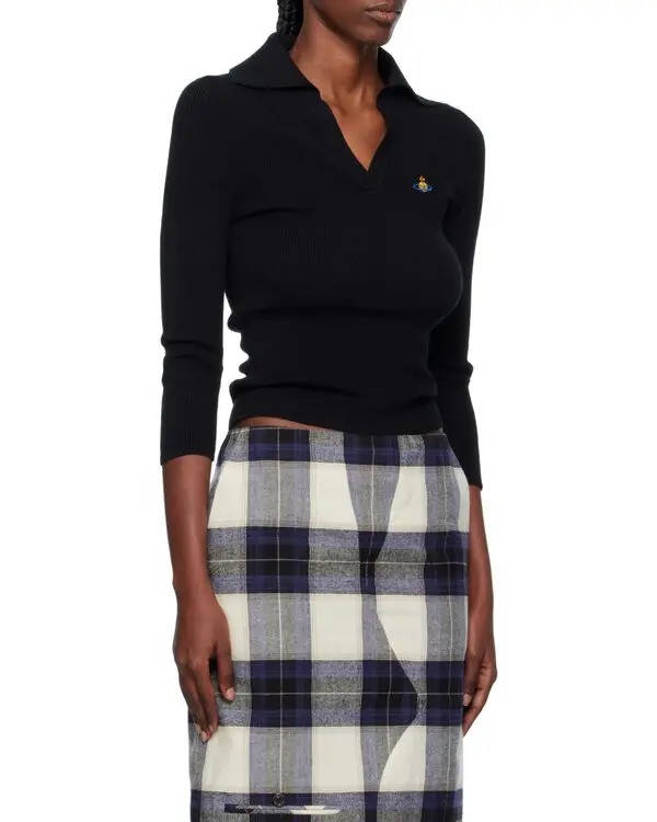 VIVIENNE WESTWOOD Orb Embroidered Knit Polo Top