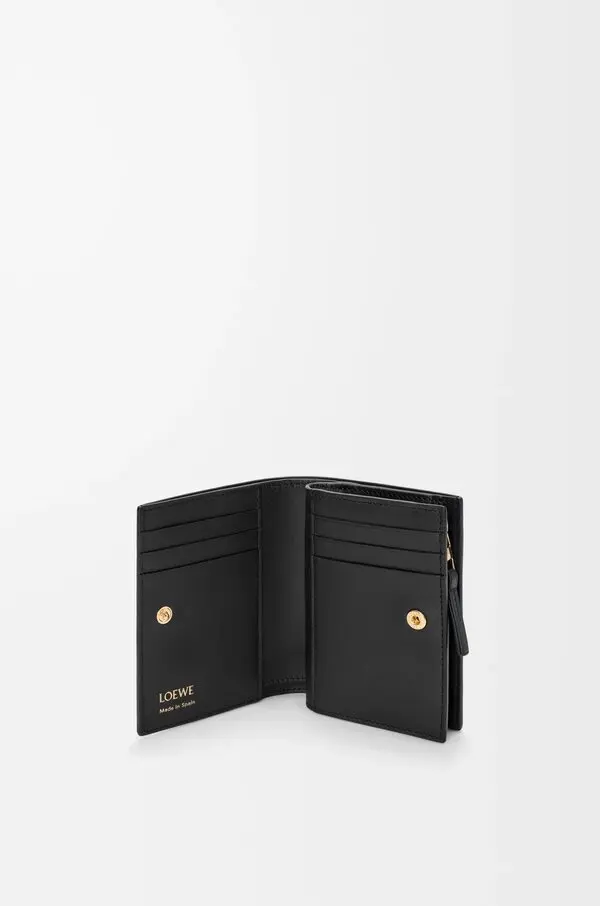 Loewe Duet Logo Engraved Compact Wallet - Black