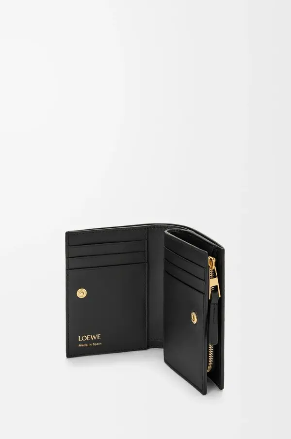 Loewe Duet Logo Engraved Compact Wallet - Black