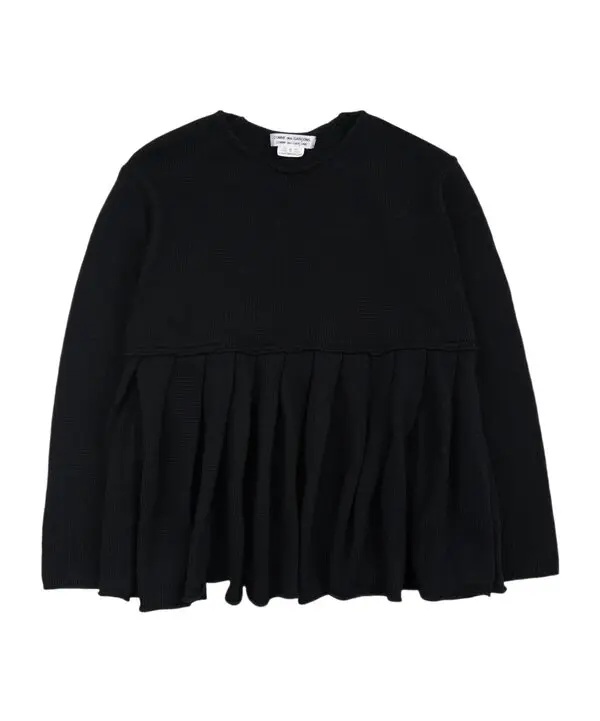 Comme Des Garçons Crew Neck Sweater With Gathered Skirt Hem