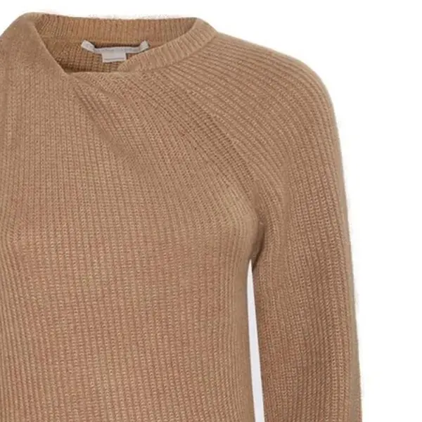 Stella McCartney Ribbed Knitted Long Sleeved Jumper With Knot Detailing - Brown