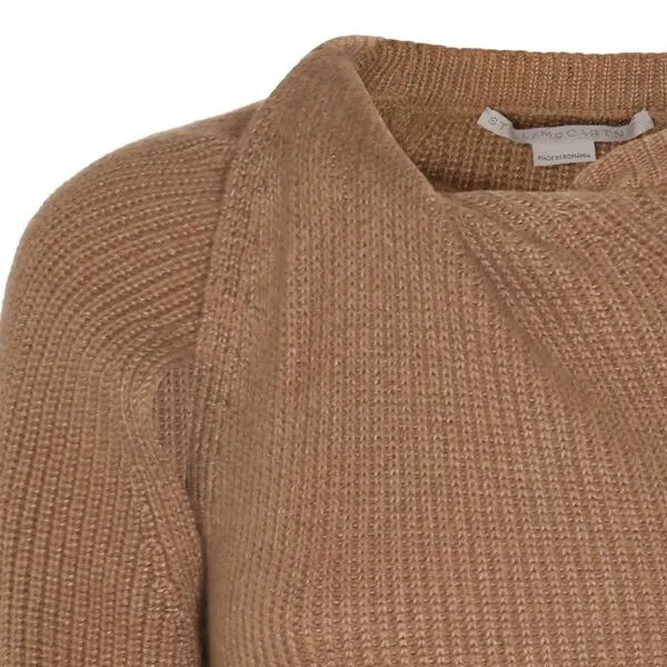 Stella McCartney Ribbed Knitted Long Sleeved Jumper With Knot Detailing - Brown