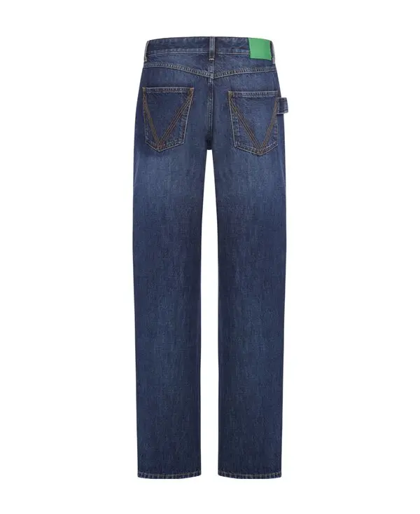 Bottega Veneta Logo Patch Straight Leg Jeans - Blue