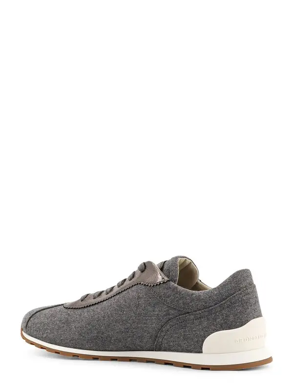 Brunello Cucinelli Lace-up Flannel Sneakers - Black