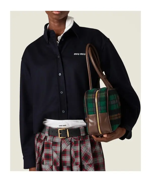 Miu Miu Logo Embroidered Shirt - Navy Blue