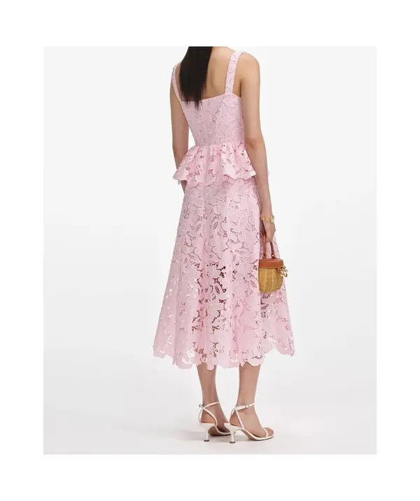 SELF-PORTRAIT Lace Peplum Midi Dress