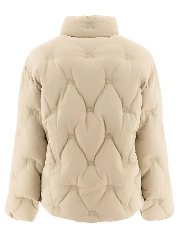 Burberry Zip-up Quilted Down Jacket With Embroidered Equestrian Knight Pattern - Lichen