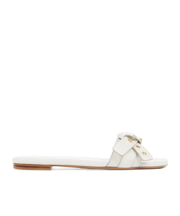 Chloé Mae Knot-detailed Slides - Eggshell