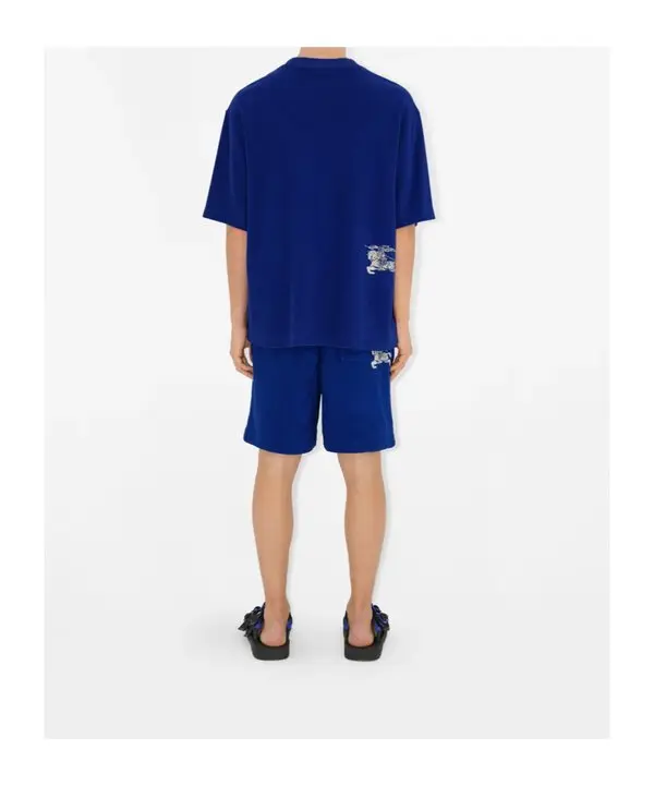 Burberry Elasticated Drawstring Shorts With Equestrian Knight Print