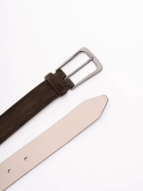 Brunello Cucinelli Suede Belt With Logo Detail - Multicolor