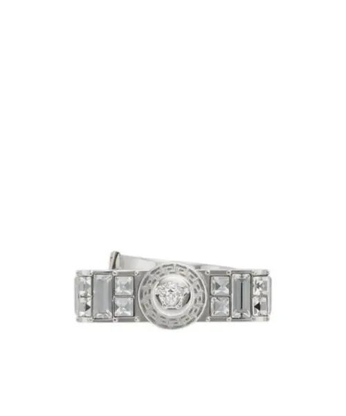 Versace Medusa Embellished Ring - Silver