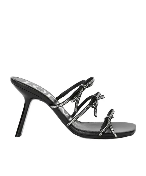 Loewe Petal Sandal In Suede And Rhinestones