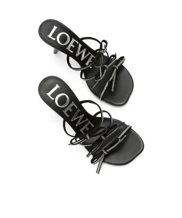 Loewe Petal Sandal In Suede And Rhinestones