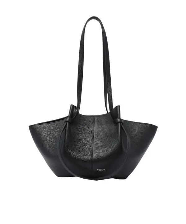 Yuzefi Textured Leather Handbag - Black