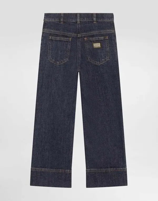 Dolce & Gabbana Cuffed Cotton Jeans - Black