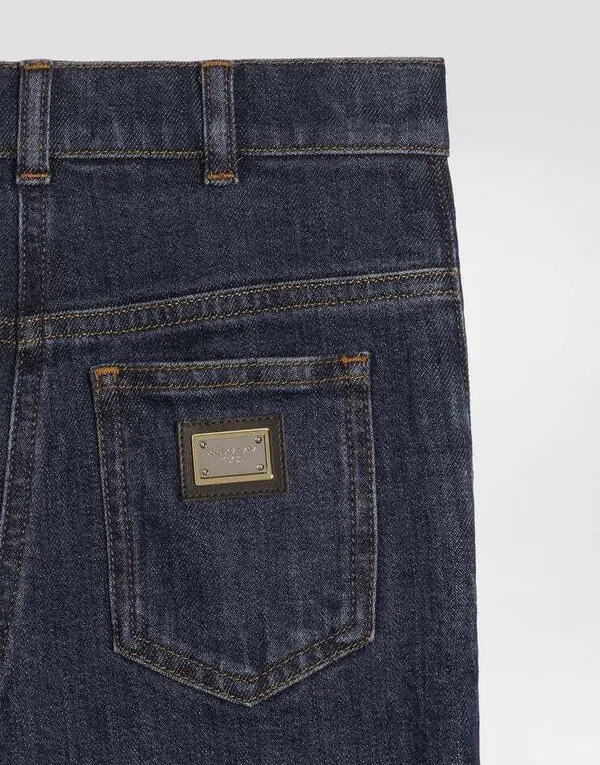 Dolce & Gabbana Cuffed Cotton Jeans - Black