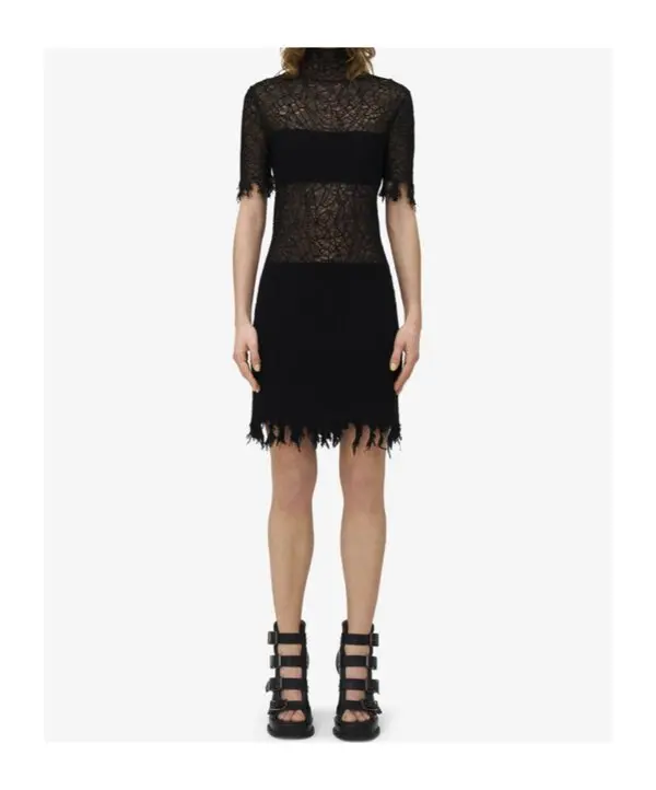 Alexander McQueen Lace High Neck Mini Dress