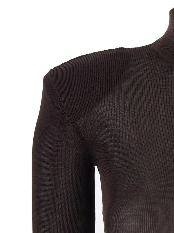 SELF-PORTRAIT Shoulder Pad Knitted Maxi Dress - Brown