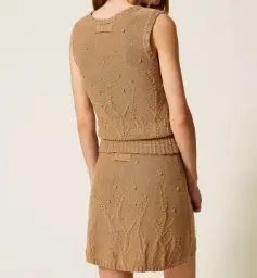 TWINSET Cable-knit Floral Vest - Nude