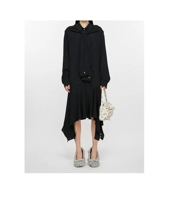 Acne Studios Asymmetrical Layered Dress With Scarf Detail