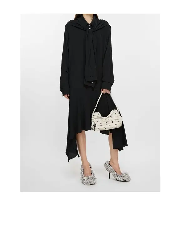 Acne Studios Asymmetrical Layered Dress With Scarf Detail