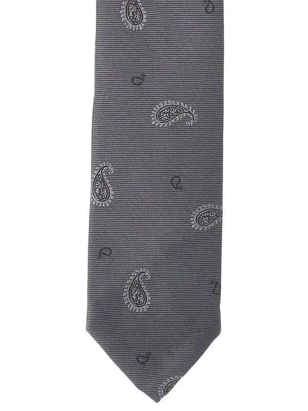 Thom Browne Paisley Jacquard Silk Tie - Gray