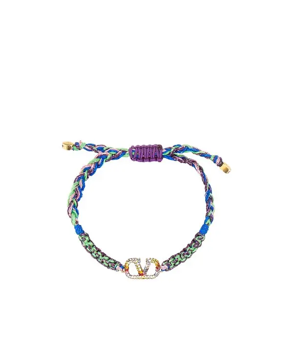 Valentino Garavani Vlogo Crystal-embellished Braided Bracelet - Multicolor