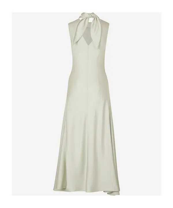 JIL SANDER Sleeveless Hanging Neckline Satin Maxi Dress