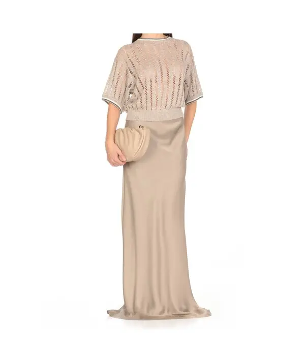 Brunello Cucinelli Pleated Mermaid Skirt - Nude