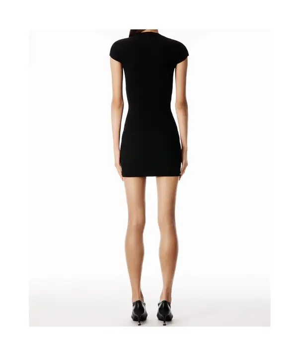 Alexander Wang Ribbed Logo Knit Mini Dress - Black