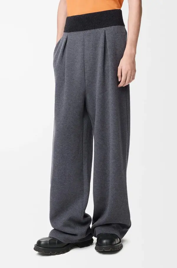 Loewe Elastic Waist Straight-leg Trousers With Anagram Patch