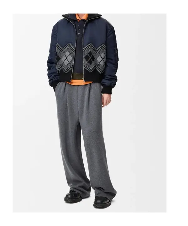 Loewe Elastic Waist Straight-leg Trousers With Anagram Patch
