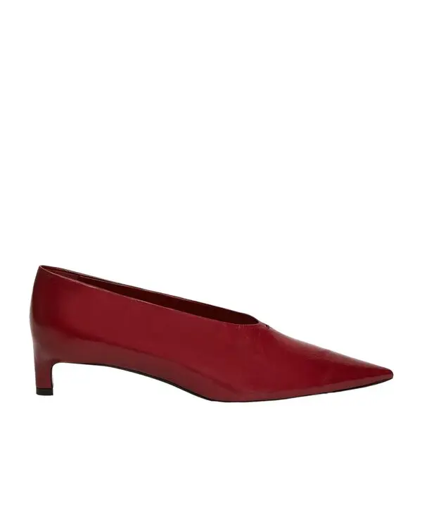 JIL SANDER Pointed Toe Low Heel Pumps - Cedar Red