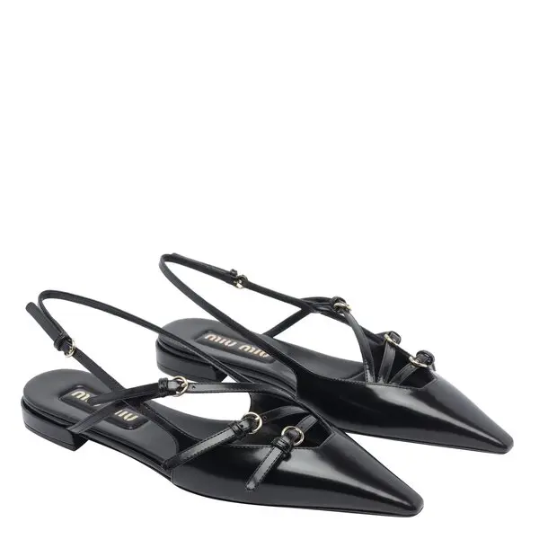 Miu Miu Buckle Flat Slingback Sandals