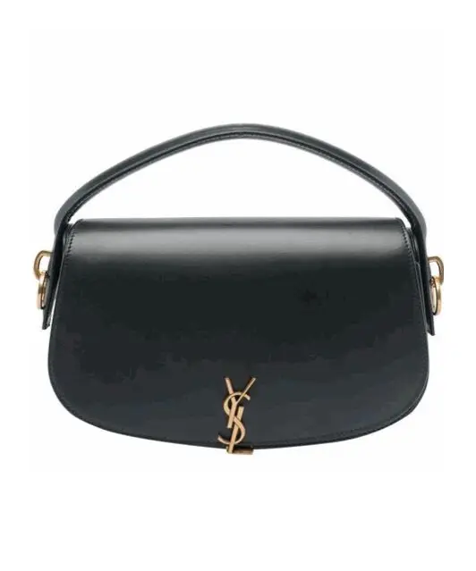Saint Laurent Logo Plaque Foldover Top Shoulder Bag